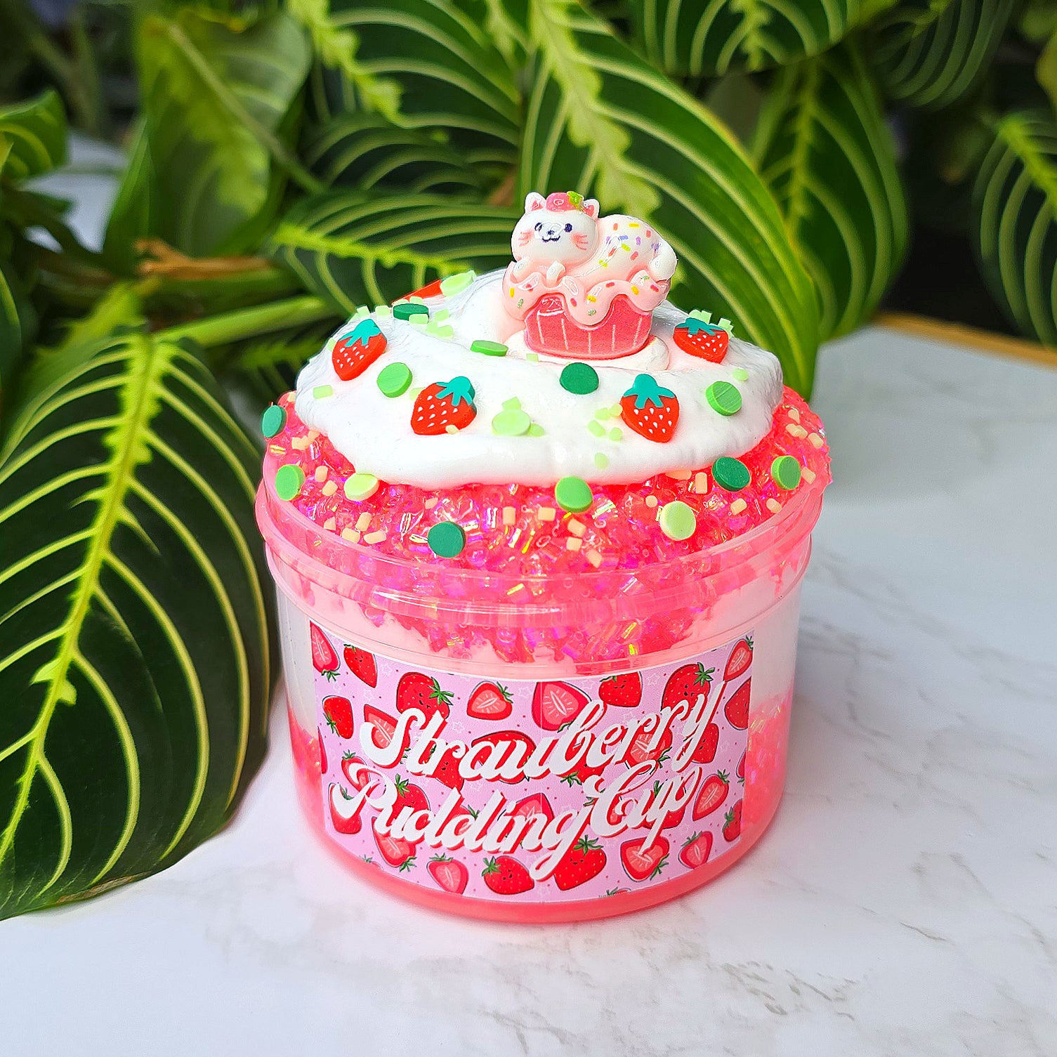 Strawberry Pudding Cup – CinnaCrew Slimes
